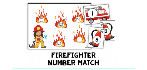 Firefighter Number Match Activity - FluffyTots
