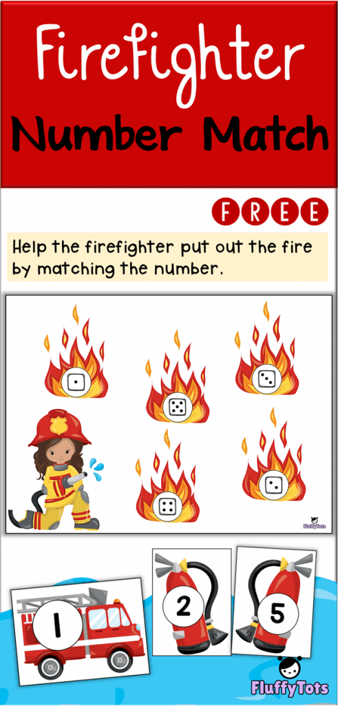 Firefighter Number Match Activity - FluffyTots