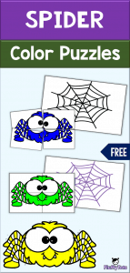 Spider Color Puzzles : FREE 8 Color Puzzles - FluffyTots