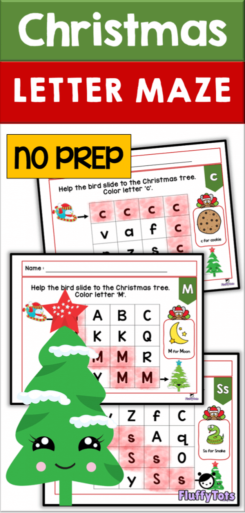 Christmas Letter Maze : Easy No-Prep 26 Letter Recognition Activity ...