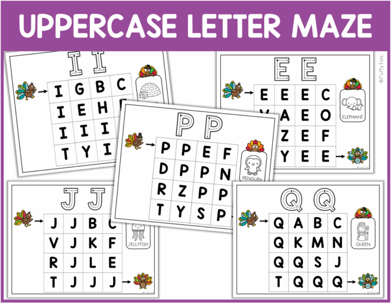 70+ Pages of Easy Thanksgiving Letter Maze for Fall Literacy Center ...