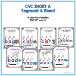CVC Segment and Blend Activity : Easy 39 CVC Short-a Words - FluffyTots