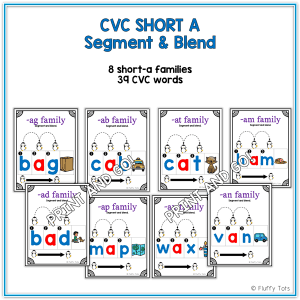 CVC Segment and Blend Activity : Easy 39 CVC Short-a Words - FluffyTots