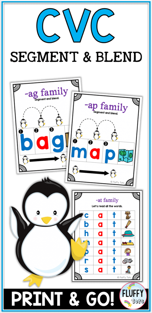 CVC Segment and Blend Activity : Easy 39 CVC Short-a Words - FluffyTots