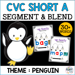 CVC Segment and Blend Activity : Easy 39 CVC Short-a Words - FluffyTots