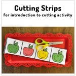 Cutting Strips for Toddlers. Free 3 Apple Cutting Strips - FluffyTots