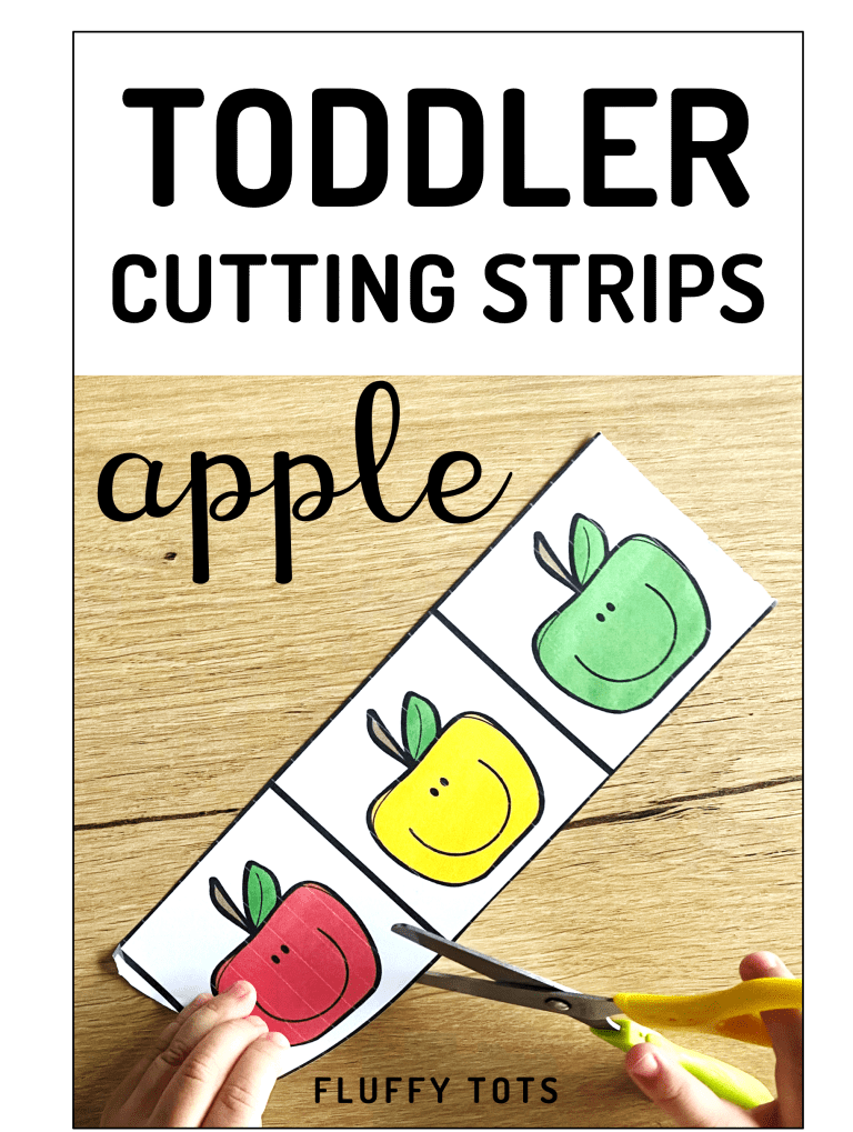 Cutting Strips for Toddlers. Free 3 Apple Cutting Strips - FluffyTots