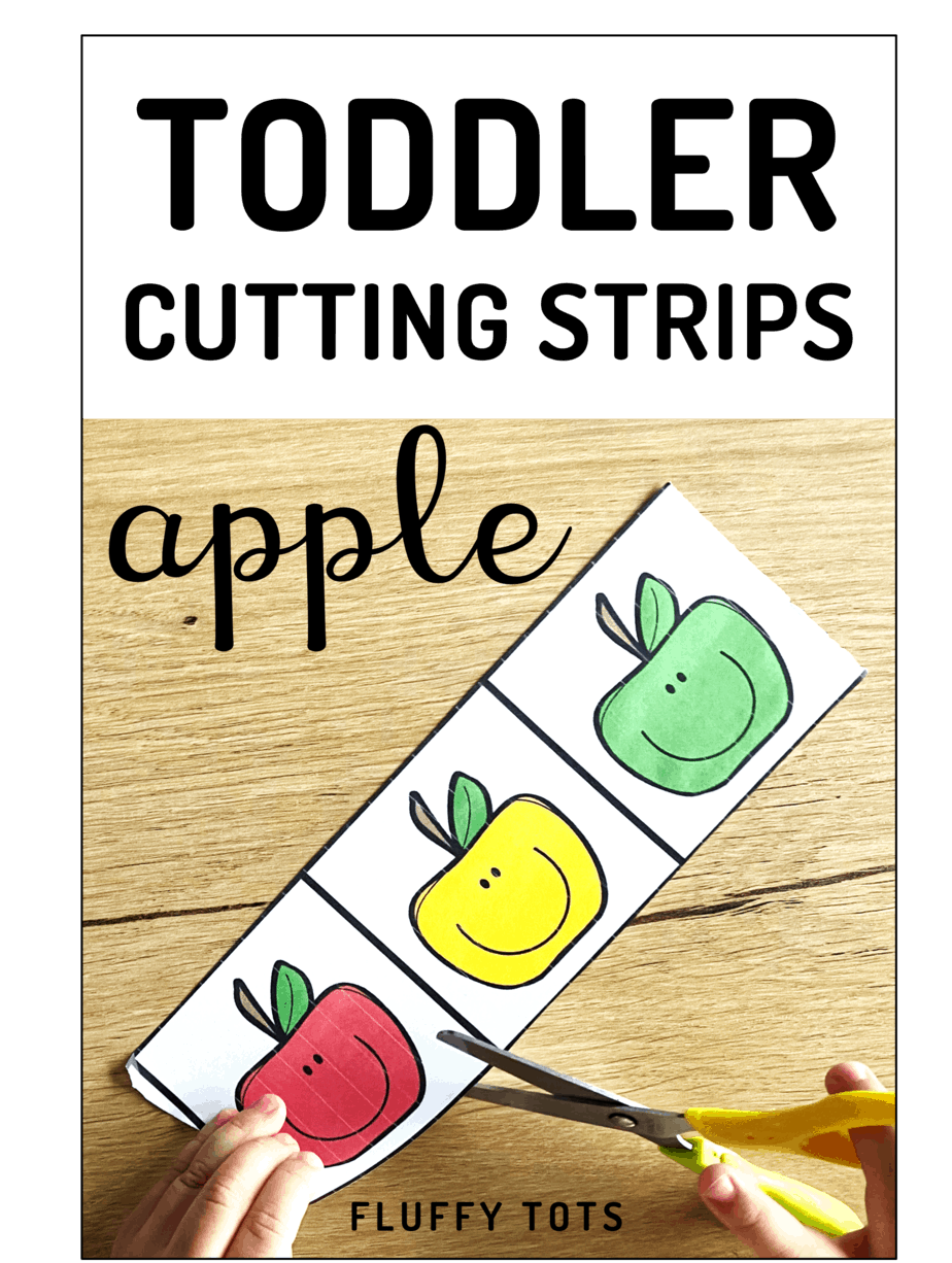 Cutting Strips for Toddlers. Free 3 Apple Cutting Strips - FluffyTots