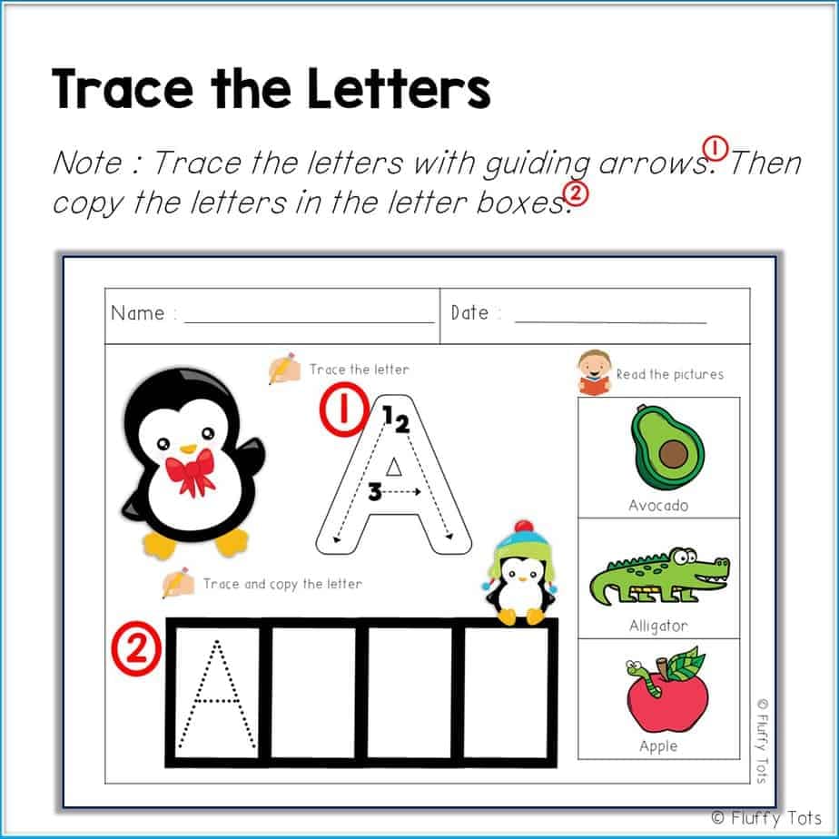 78 Pages of Alphabet Tracing Worksheets with Fun Penguin-Theme - FluffyTots