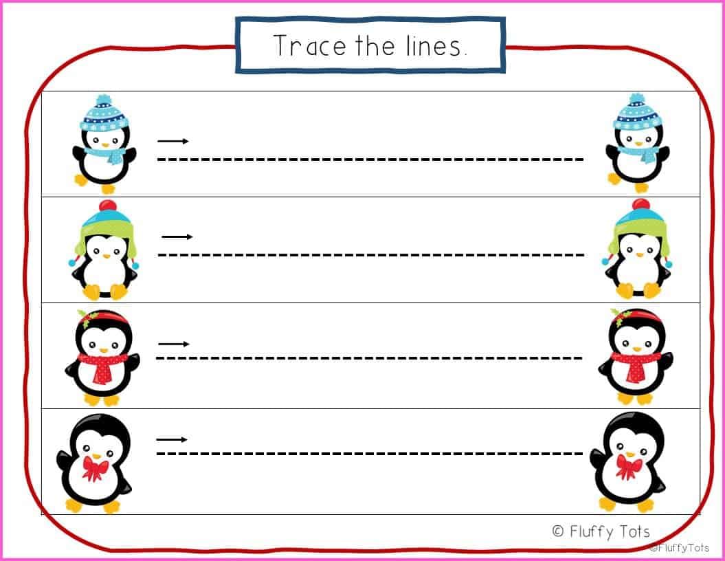 Pre Writing Tracing Printables for preschool and kindergarten - FluffyTots