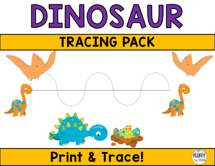 Free Dinosaur Tracing Printables for Kids - FluffyTots