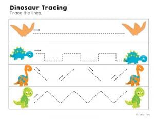 Free Dinosaur Tracing Printables for Kids - FluffyTots