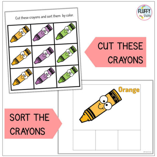 Fun Back to School Color Sorting Printable Activity - FluffyTots
