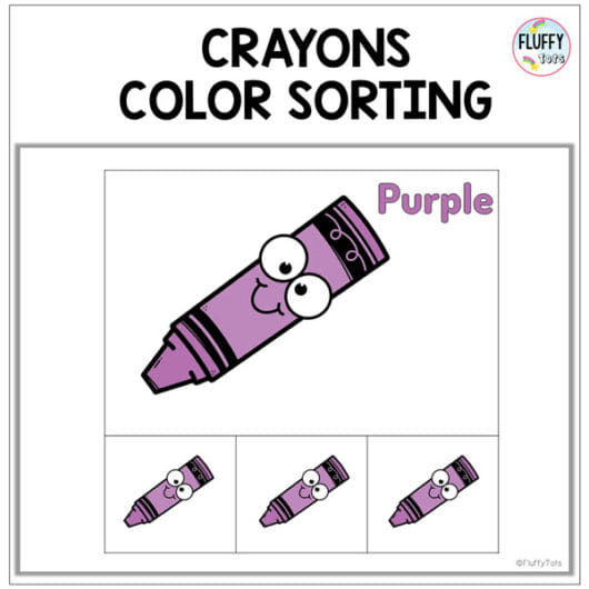 Fun Back to School Color Sorting Printable Activity - FluffyTots