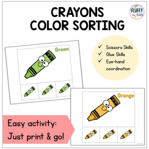 Fun Back to School Color Sorting Printable Activity - FluffyTots
