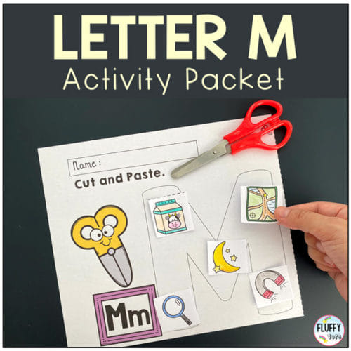 Exciting Letter M Cut and Paste Worksheets - FluffyTots