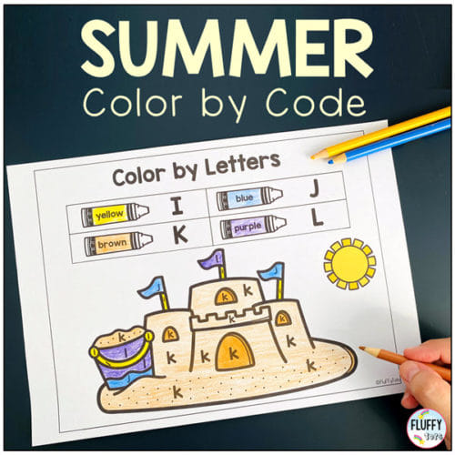 25 Pages Fun Summer Color by Code - FluffyTots