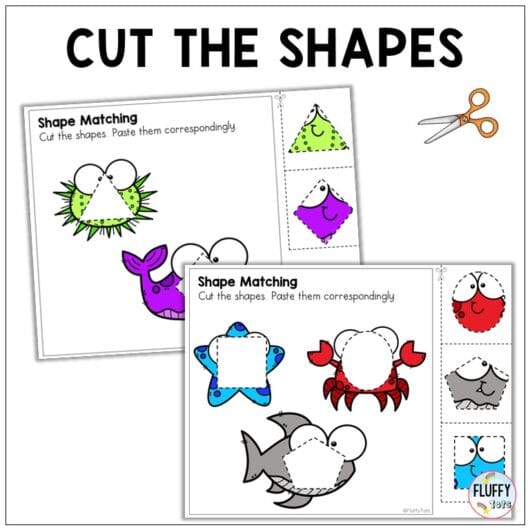 Fun Ocean Animals Shape Sorting - FluffyTots