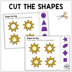 Easy Sun Shape Sorting Printables Activities - FluffyTots