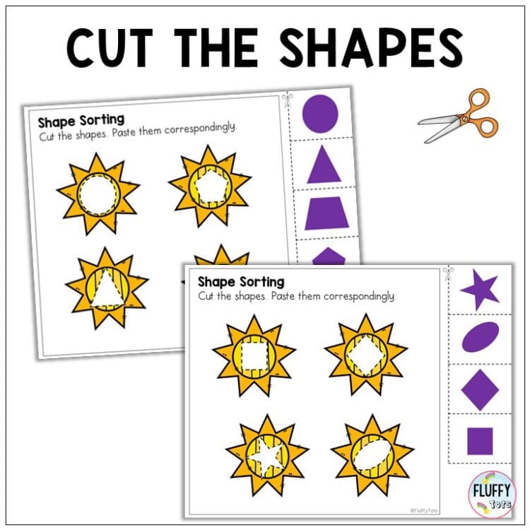 Easy Sun Shape Sorting Printables Activities - FluffyTots