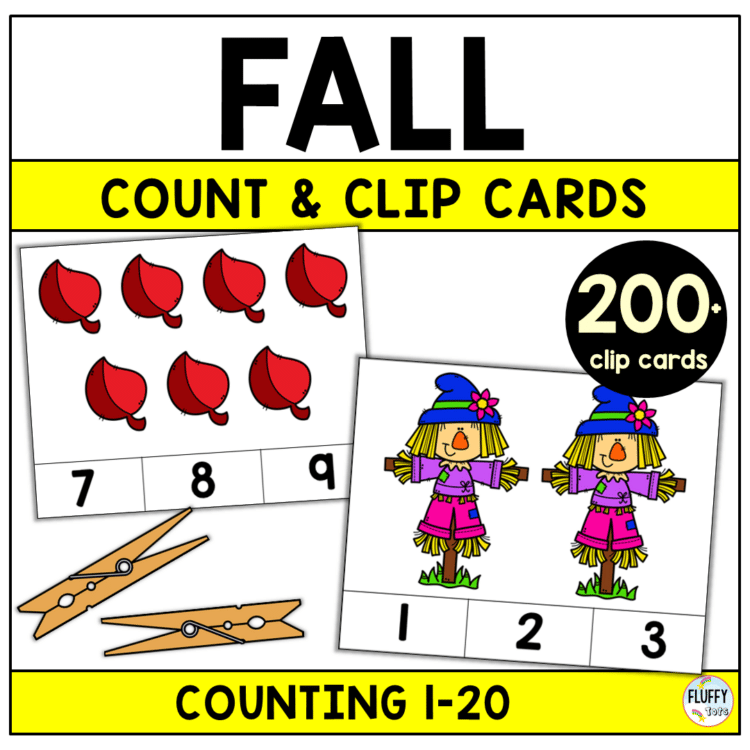 Fall Count and Clip Cards : FREE Counting 1-5 Activity - FluffyTots