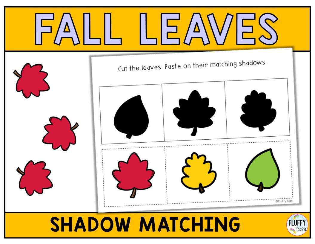 Fall Leaves Shadow Matching: FREE 3 Shadows to be Matched - FluffyTots