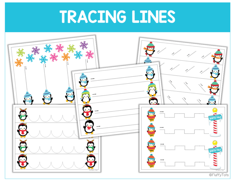 Fun Penguin Tracing Lines and Shapes for Preschool Activities - FluffyTots