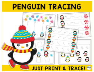 Fun Penguin Tracing Lines and Shapes for Preschool Activities - FluffyTots