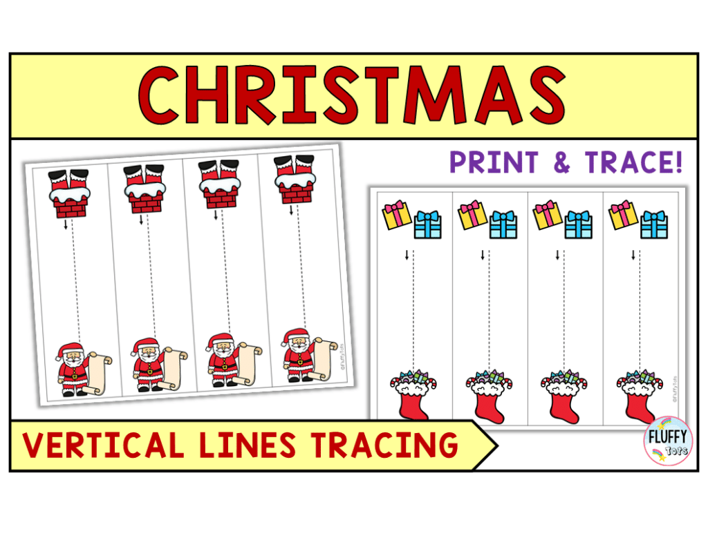 50+ Pages of Fun Christmas Pre-Writing Tracing Vertical Lines - FluffyTots