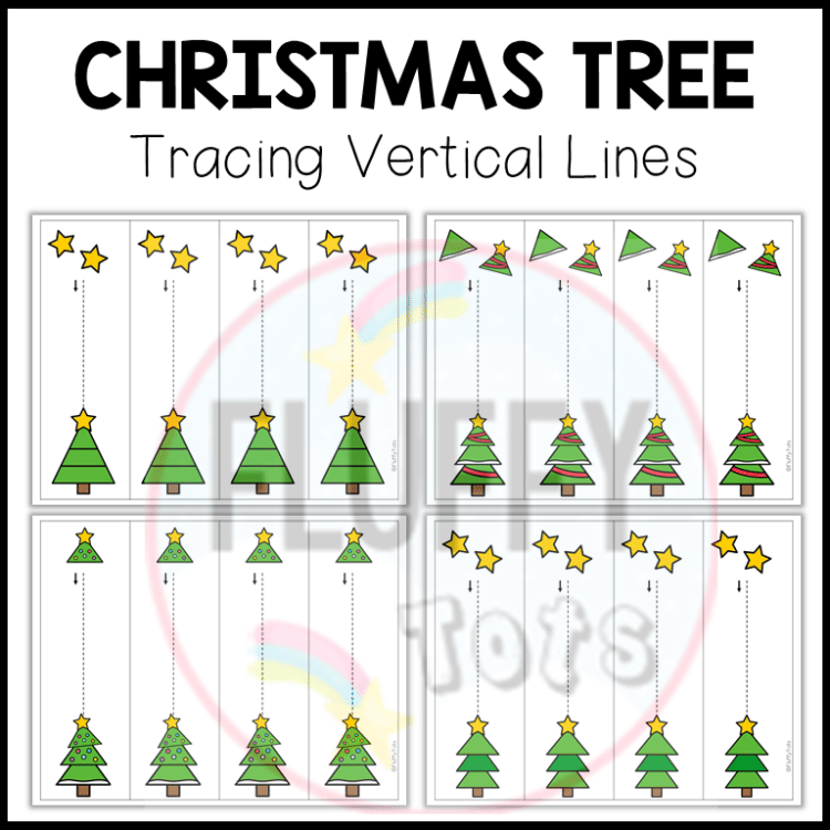 50+ Pages of Fun Christmas Pre-Writing Tracing Vertical Lines - FluffyTots