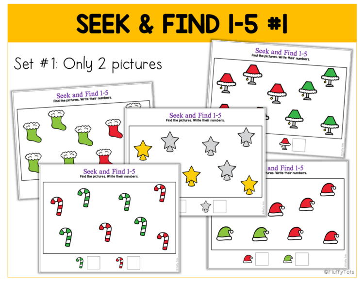 40+ Pages of Fun Christmas Search and Find Counting to 10 Activities ...