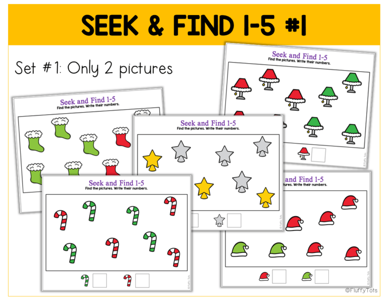 40+ Pages of Fun Christmas Search and Find Counting to 10 Activities ...