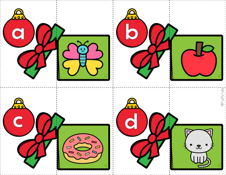 Christmas Beginning Sounds Puzzles : Easy 26 Letter Puzzles - FluffyTots