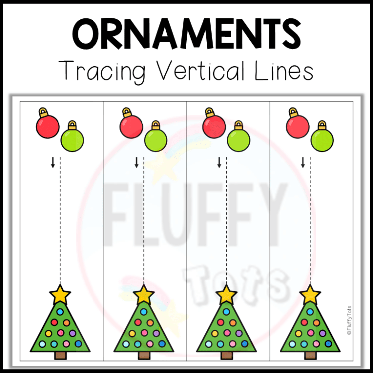 50+ Pages of Fun Christmas Pre-Writing Tracing Vertical Lines - FluffyTots