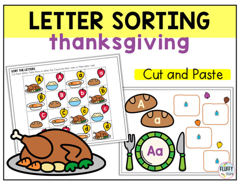 Easy Thanksgiving Letter Sorting Cut-and-Paste Letter Recognition ...