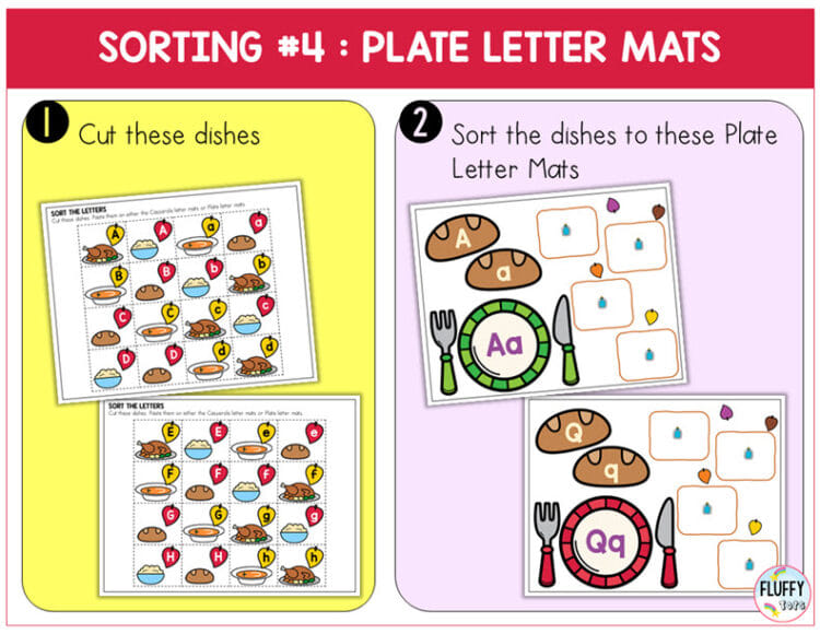 Easy Thanksgiving Letter Sorting Cut-and-Paste Letter Recognition ...
