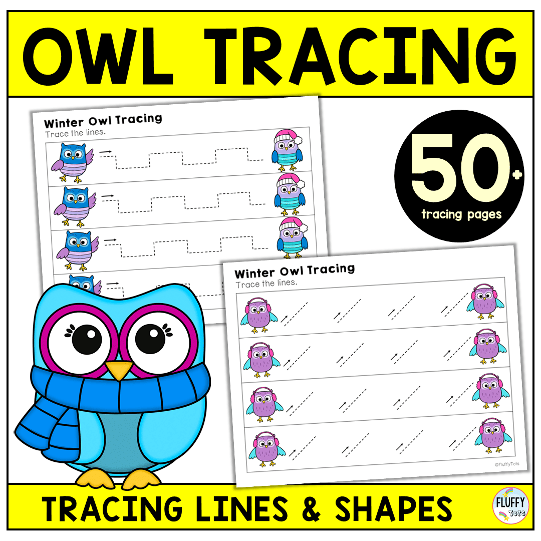 50+ Fun Pages of Winter Owls Tracing Worksheets for Preschool and ...