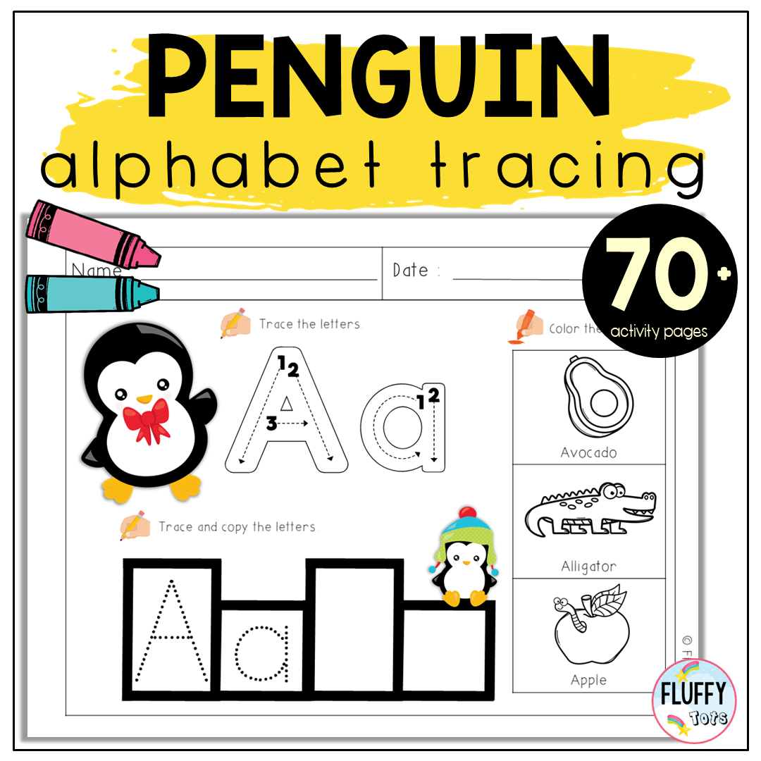 78 Pages of Alphabet Tracing Worksheets with Fun Penguin-Theme - FluffyTots