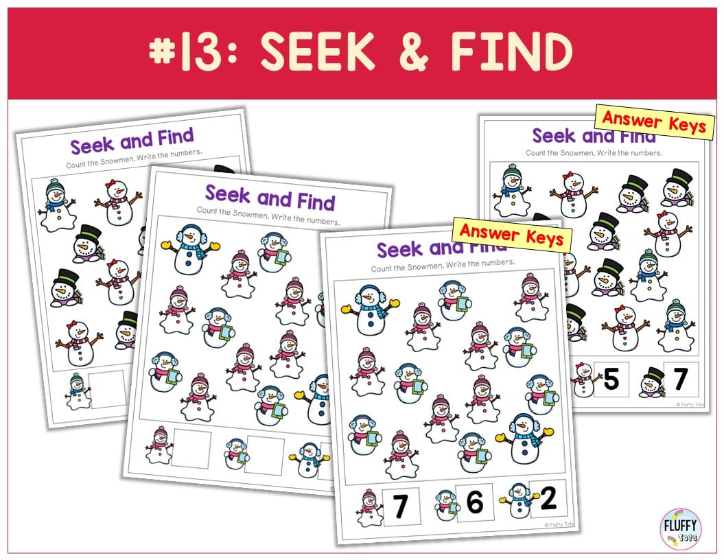100+ Fun Pages of Snowman Math Preschool Worksheets with Answer Keys ...