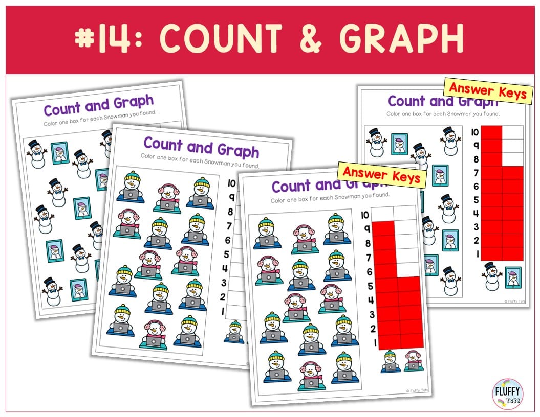 100+ Fun Pages of Snowman Math Preschool Worksheets with Answer Keys ...