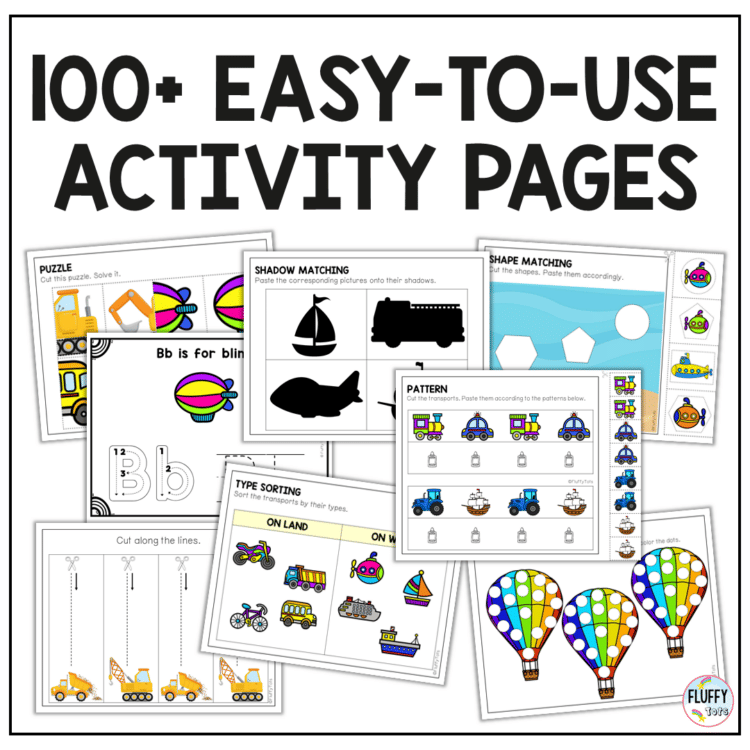 100+ Pages of Fun Transportation Activity Pack for Preschool and ...