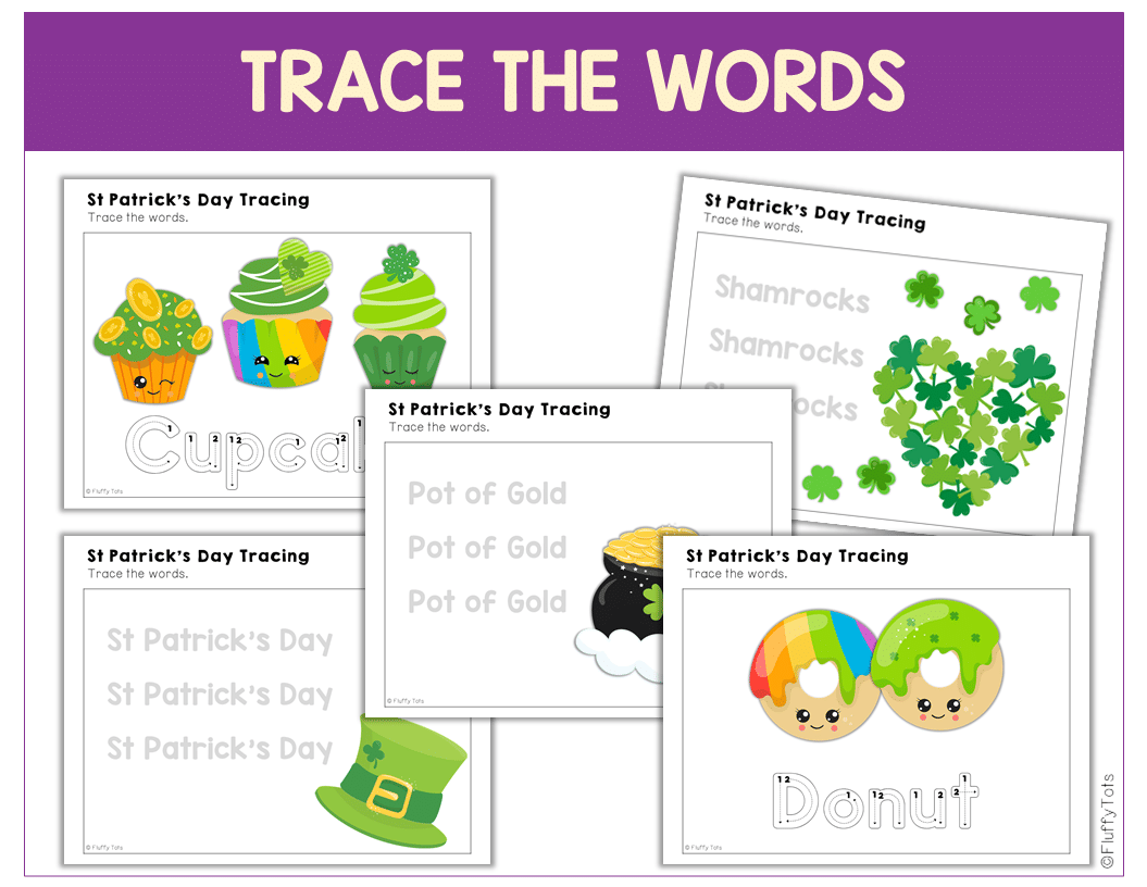 70+ Pages of Fun St Patrick's Day Tracing Printables - FluffyTots