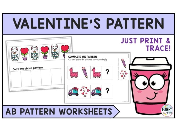 50+ Pages of Easy AB Patterns Worksheets Cut and Paste for Toddler and ...