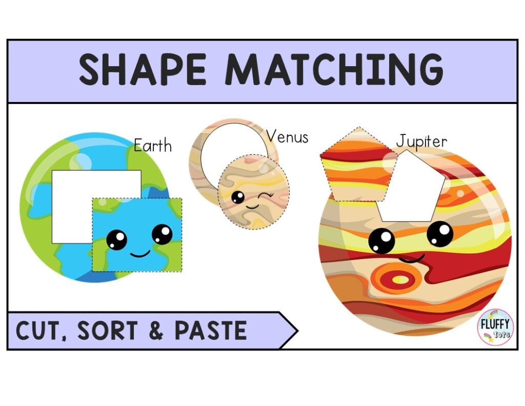 Space Shape Matching Activity : FREE 4 Planets - FluffyTots