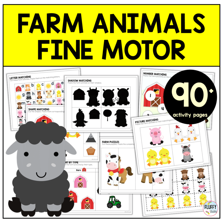 Farm Scissors Cutting Printable : FREE 2 Farm Animals - FluffyTots