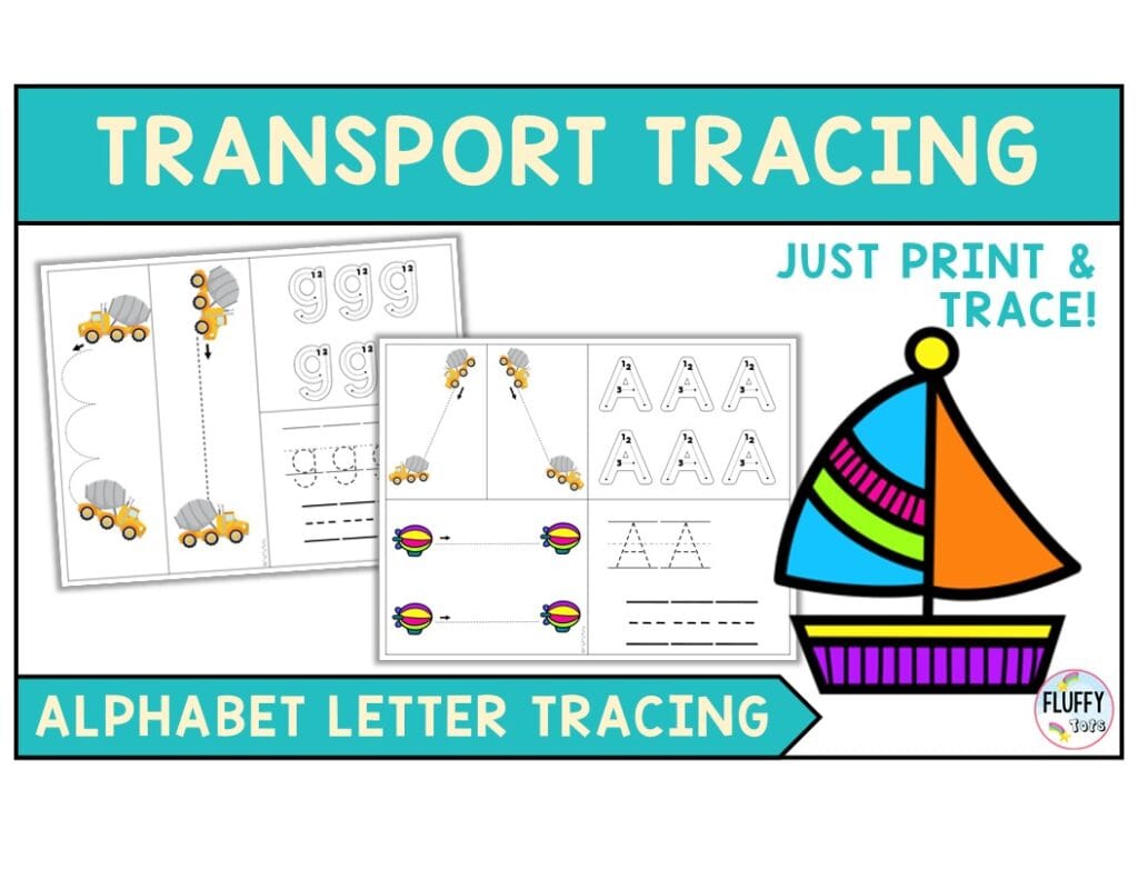 50+ Pages Fun Transportation Theme Letter Tracing Worksheets - FluffyTots
