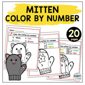 Mitten Easy Color by Number 1-5 - FluffyTots