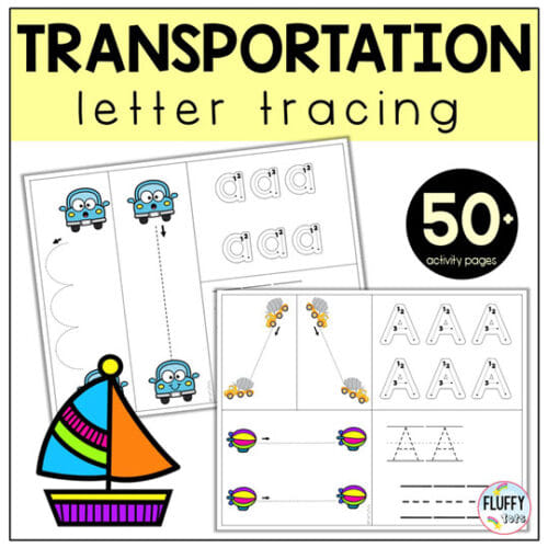 50+ Pages Fun Transportation Theme Letter Tracing Worksheets - FluffyTots