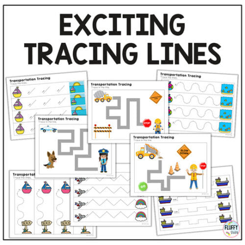 50+ Pages Exciting Transportation Tracing Lines Worksheets - FluffyTots