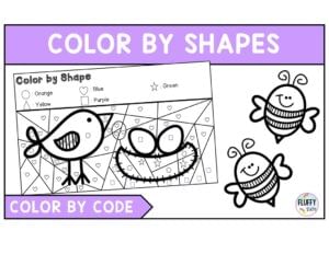 Spring Coloring Page : FREE 6 Awesome Coloring by Shapes Pages - FluffyTots
